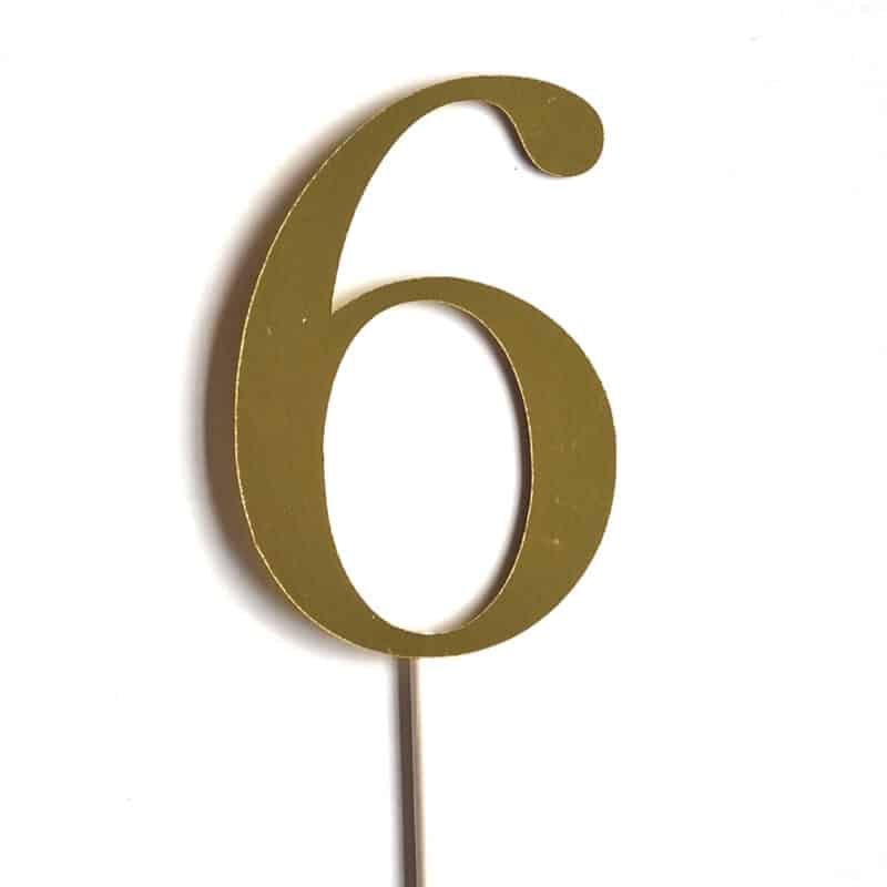 Taarttopper Cijfer 6 - Goud koop je bij Happy Baking
